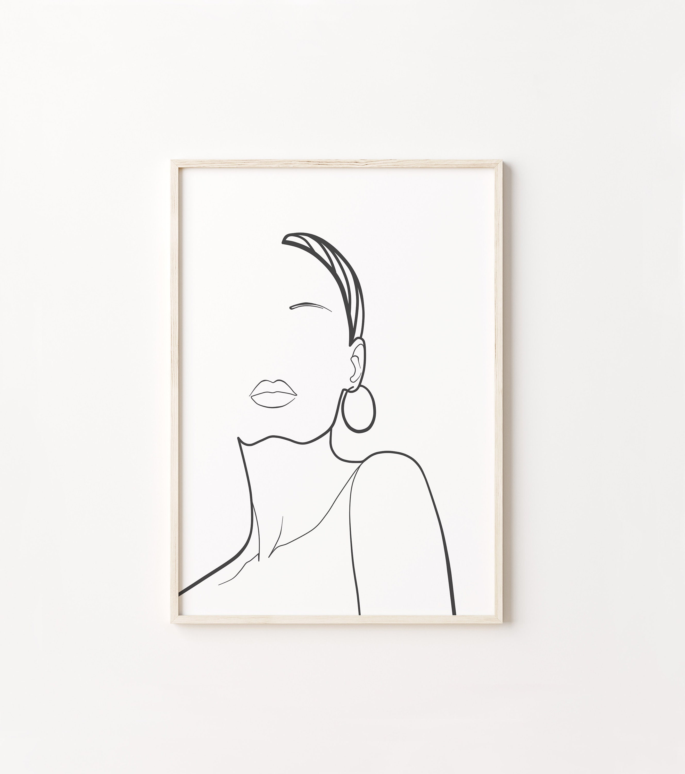 Face Line Drawing Lips Print Wall Art Minimalist Woman | Etsy