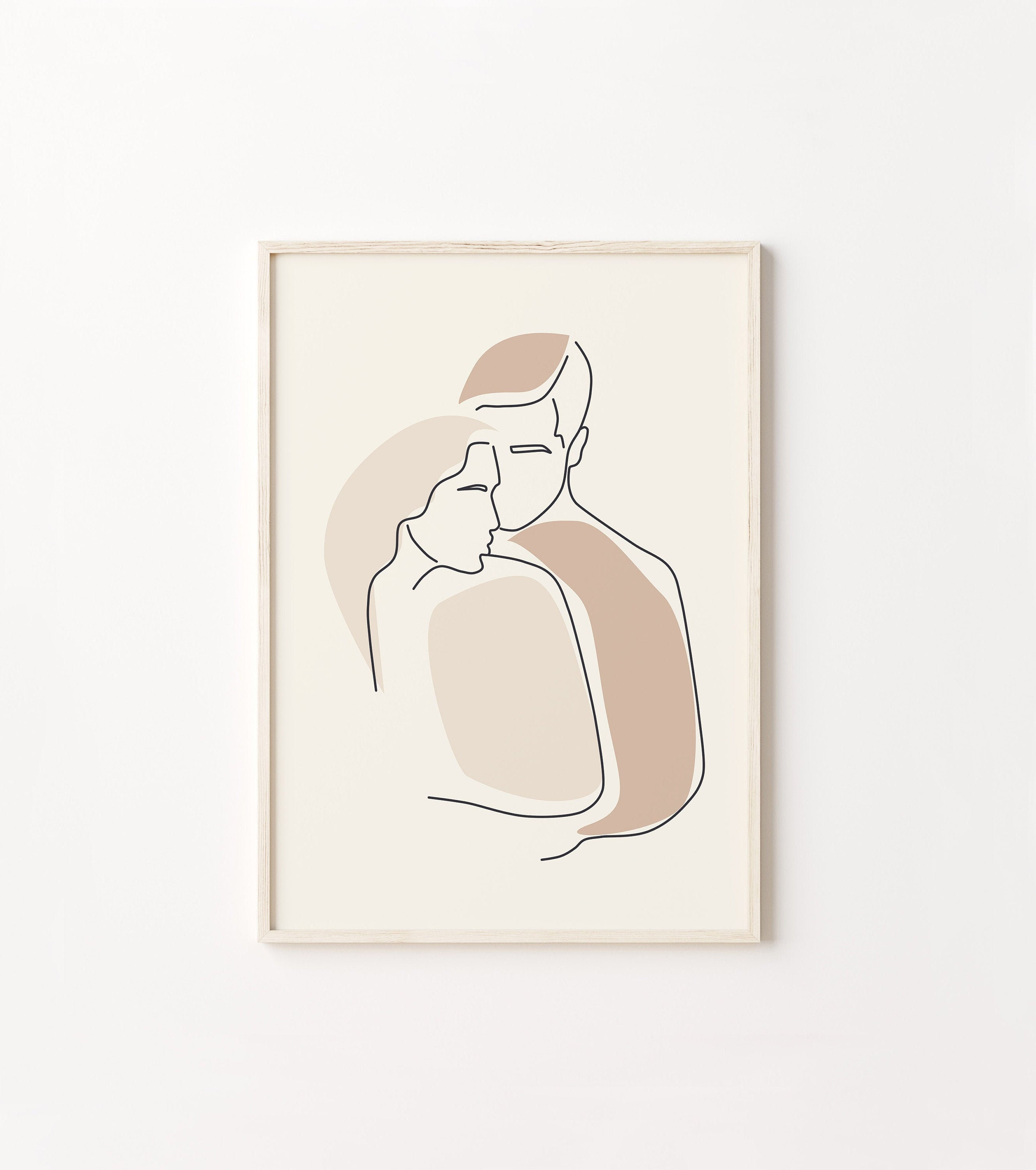Minimalist Love Art Couple Line Art Abstract Shapes Print Etsy