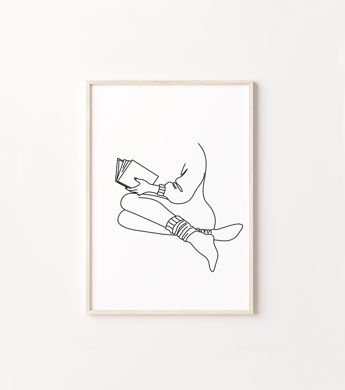 Woman Reading Print Book Line Art Reading Line Drawing - Etsy