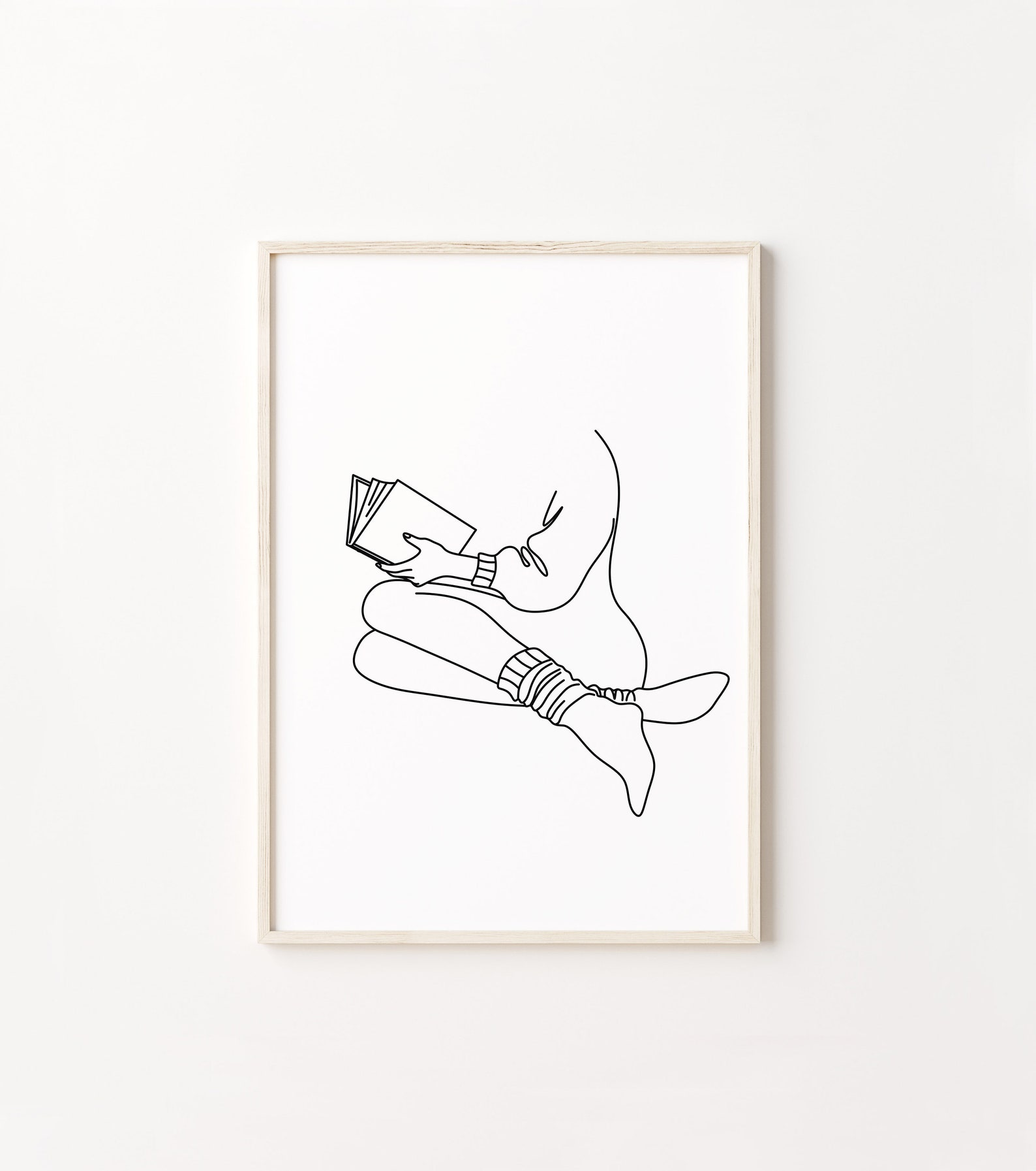 Woman Reading Print Book Line Art Reading Line Drawing - Etsy