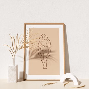 Body Positive Line Drawing, Curvy Woman Line Art, Abstract Female ...