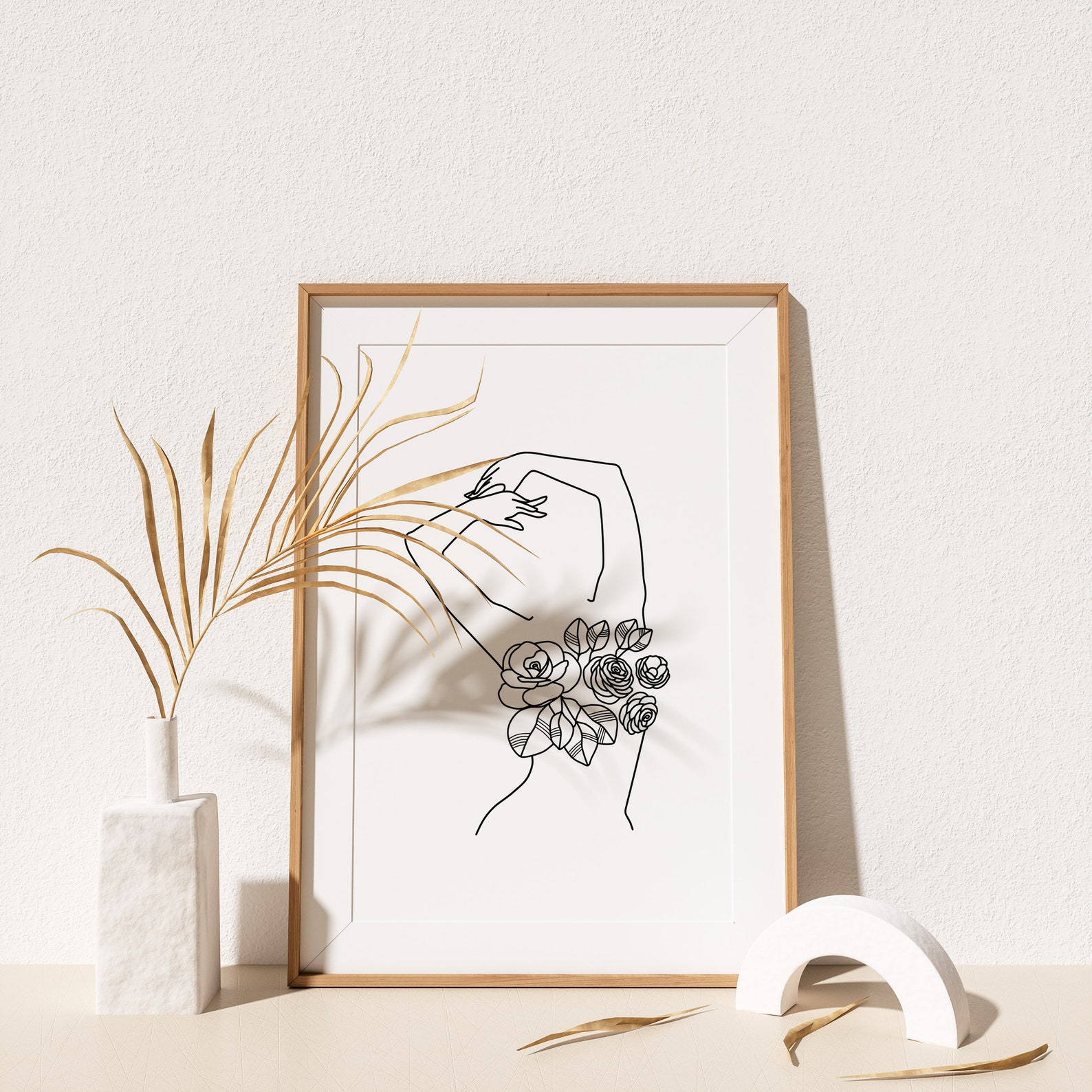 Flower Woman Line Art Floral Body Print Feminine Wall Art - Etsy