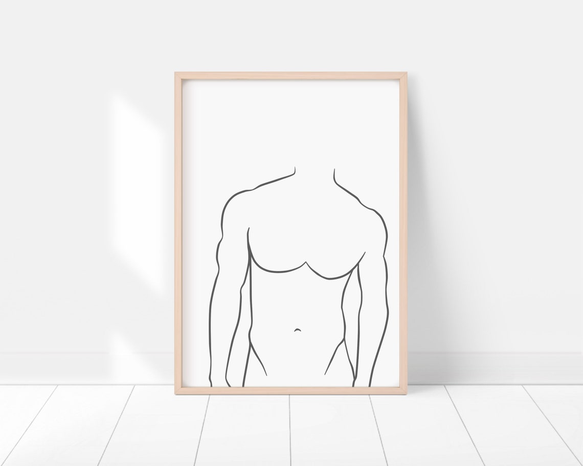 Male Line Art Print Man Body Line Drawing Naked Body Outline - Etsy