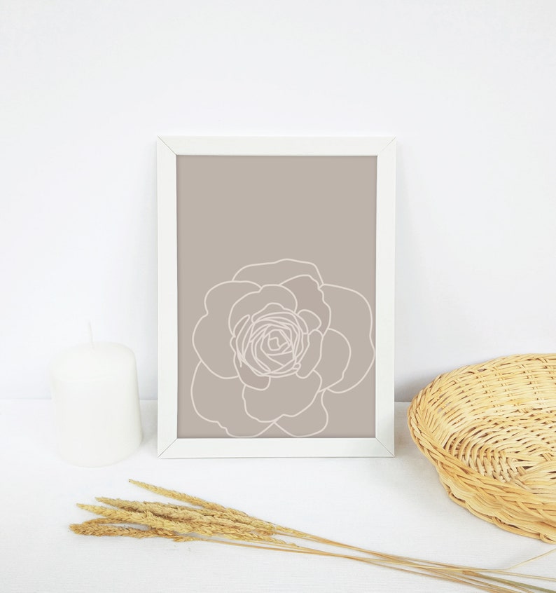 Rose Line Art Flower Line Drawing Modern Botanical Wall Art | Etsy