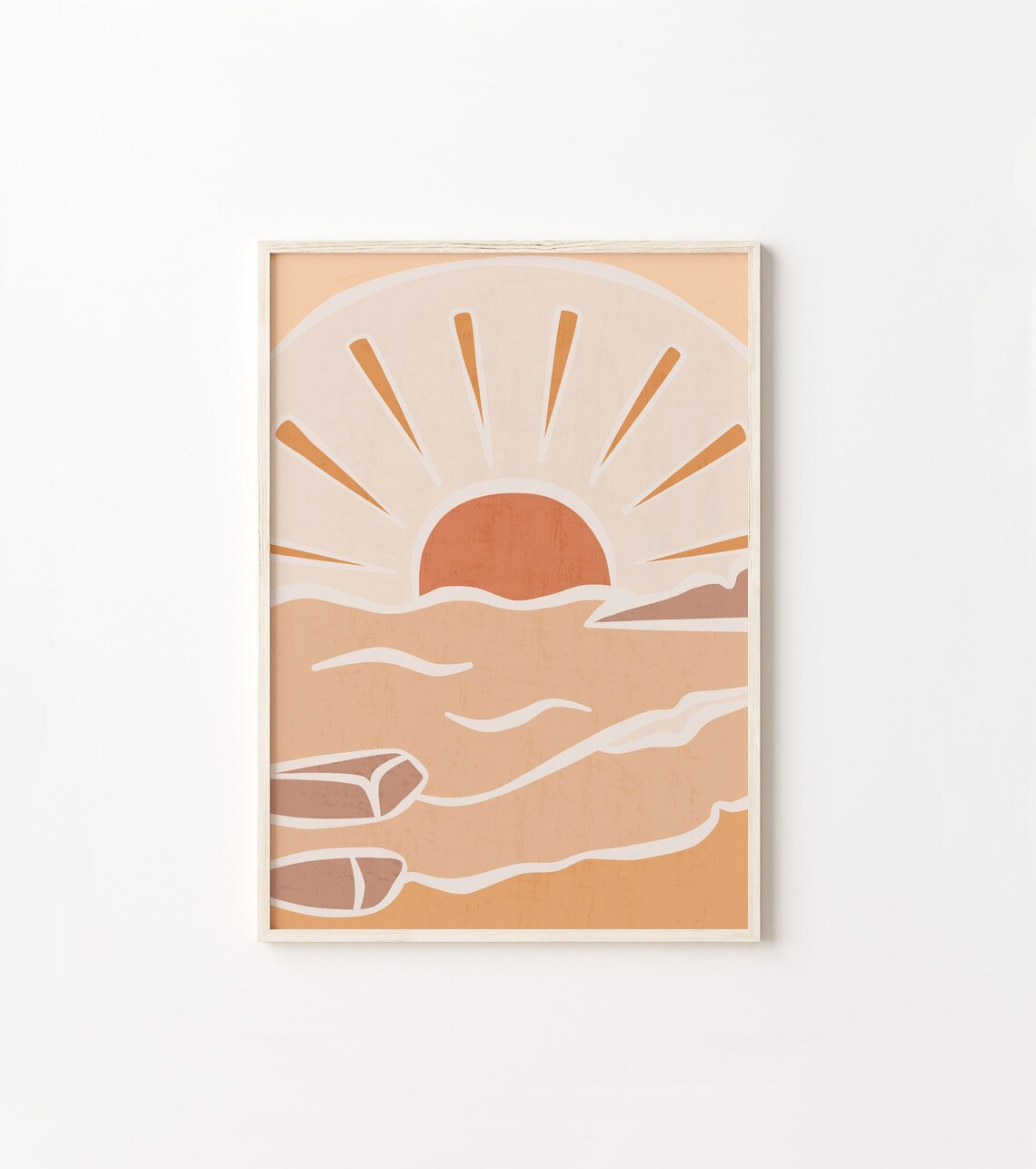 Boho Landscape Art Print Minimalist Sunset Line Drawing - Etsy