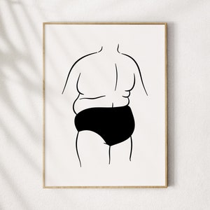 Body Positive Art for Men, Male Back Print, Chubby Man Poster, Body ...