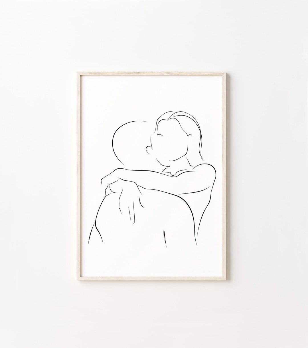 Kissing Couple Print, Hug Line Art, Man and Woman Wall Art, Abstract ...