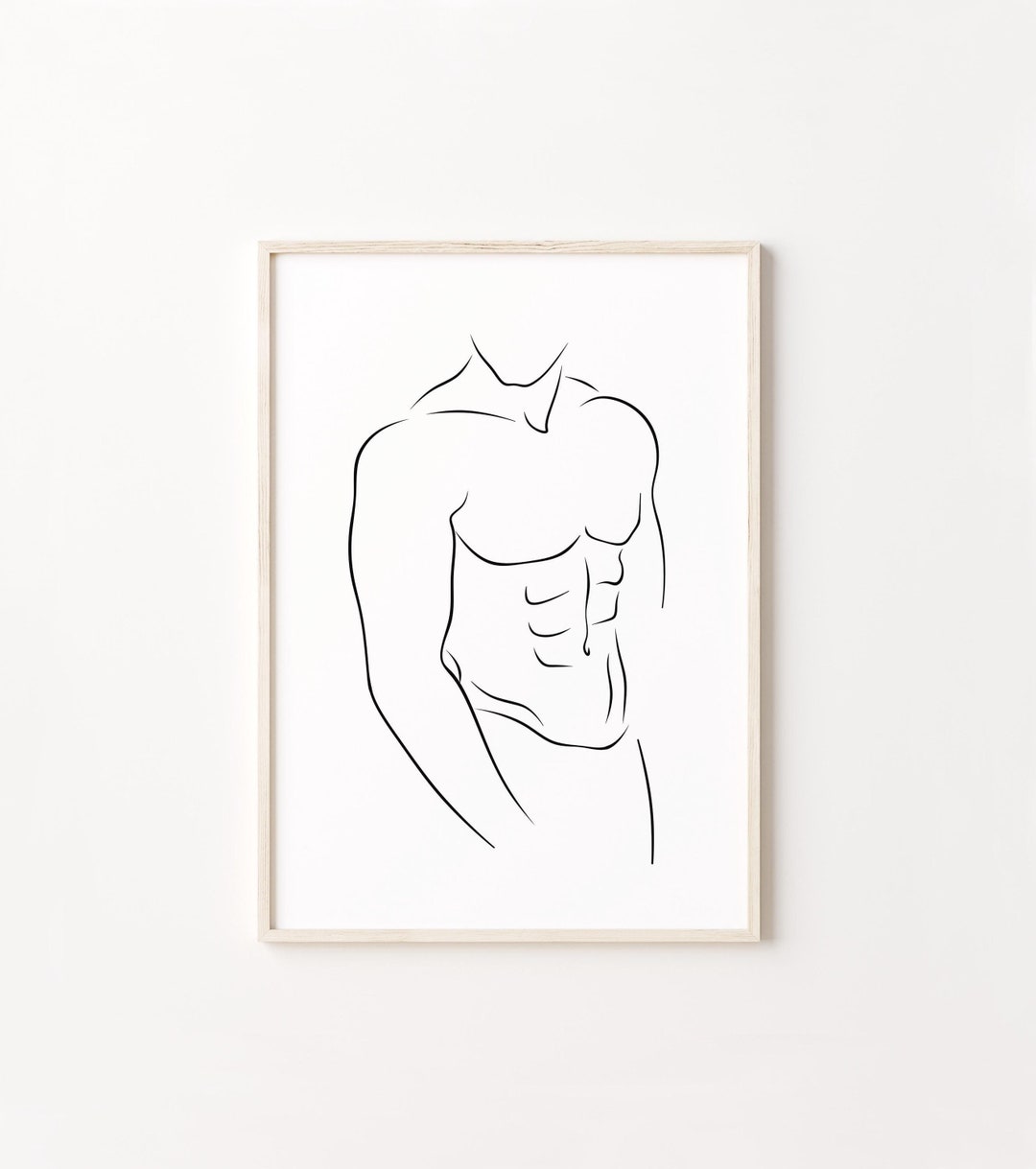 Man in Towel Print, Male Body Line Art, Abstract Man Wall Art, Bathroom ...