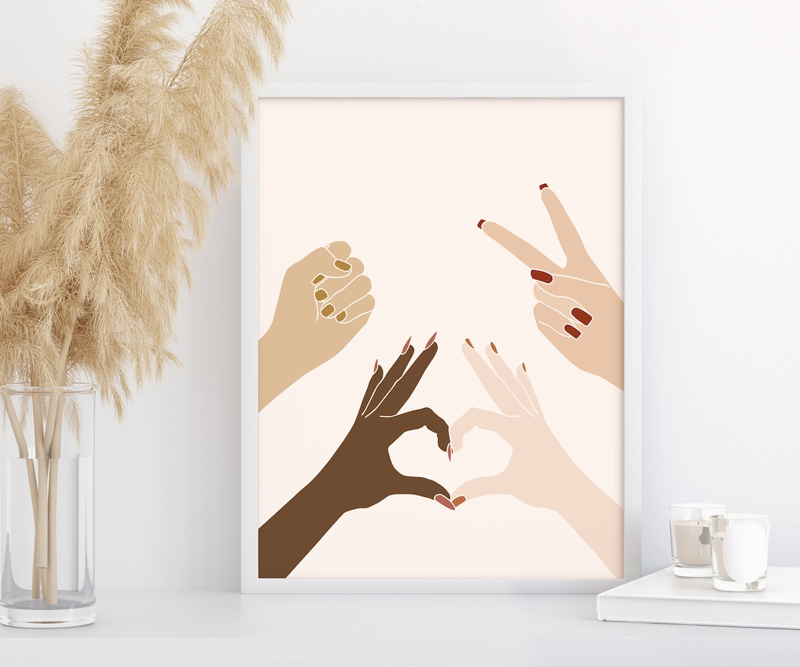 Feminist Art Hand Sign Print Women Diversity Print | Etsy