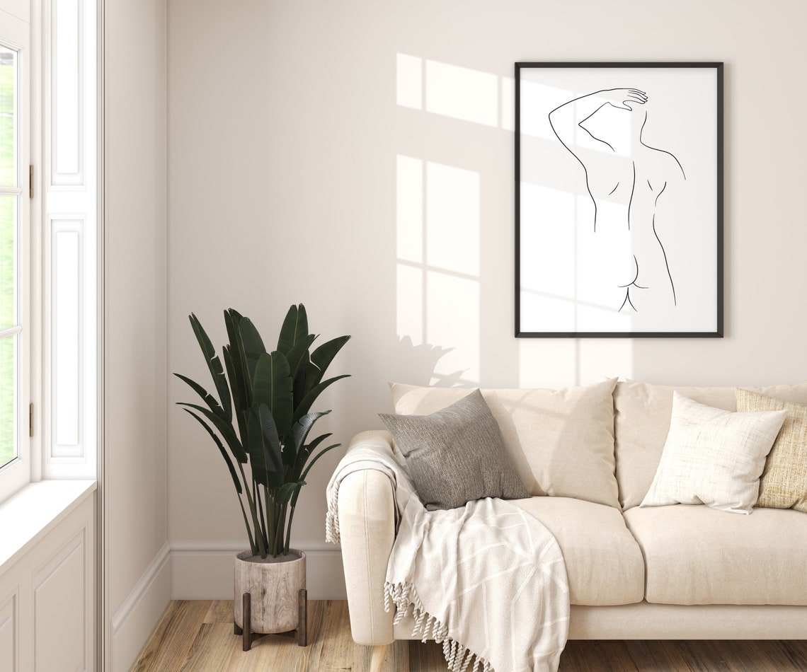 Male Back Line Art Print Abstract Man Drawing Naked Male - Etsy