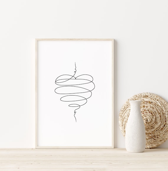 Abstract Heart Line Art One Line Drawing Couple Minimalist - Etsy