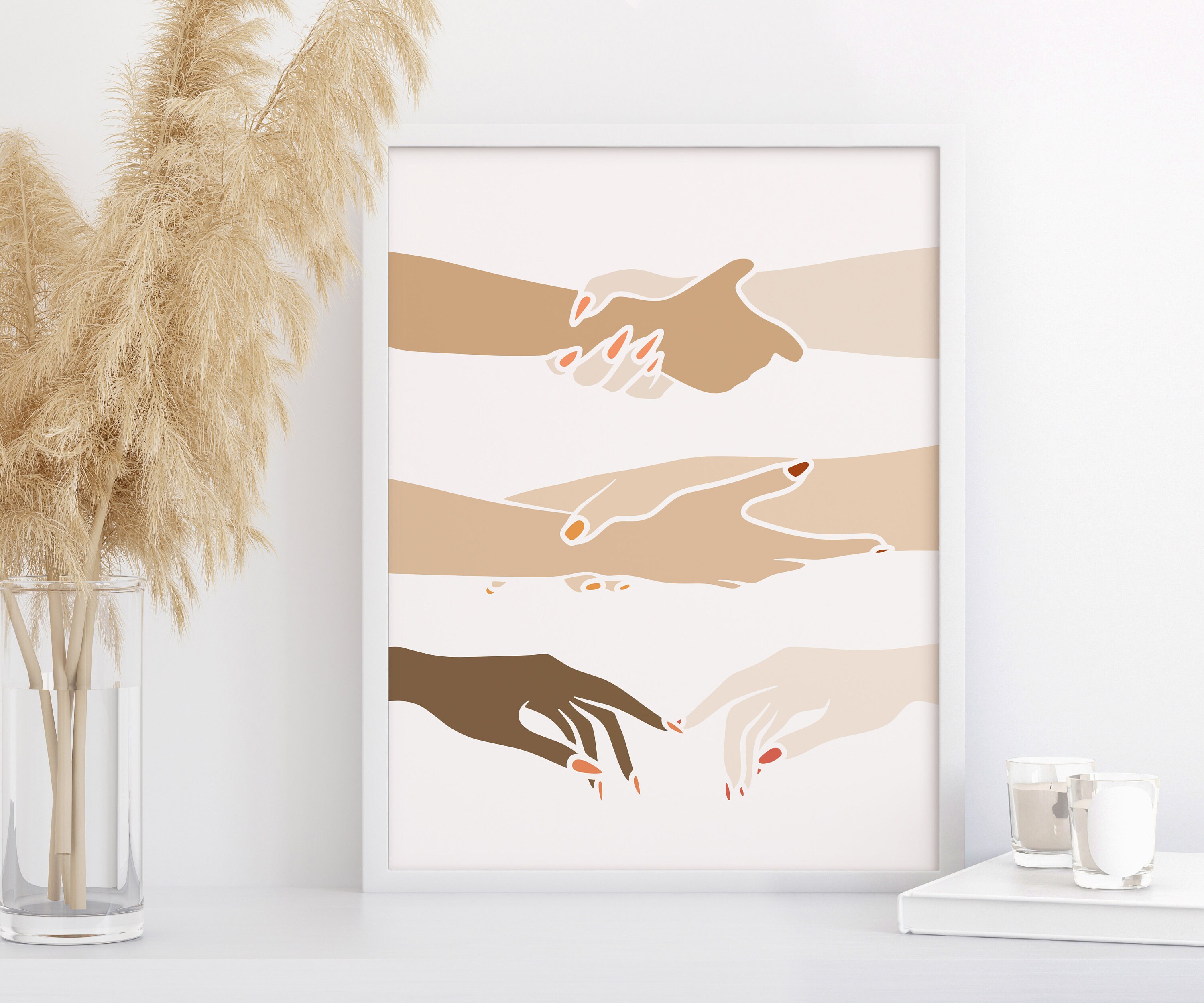Boho Feminist Art Poster Diversity Print Reaching Hands Art - Etsy