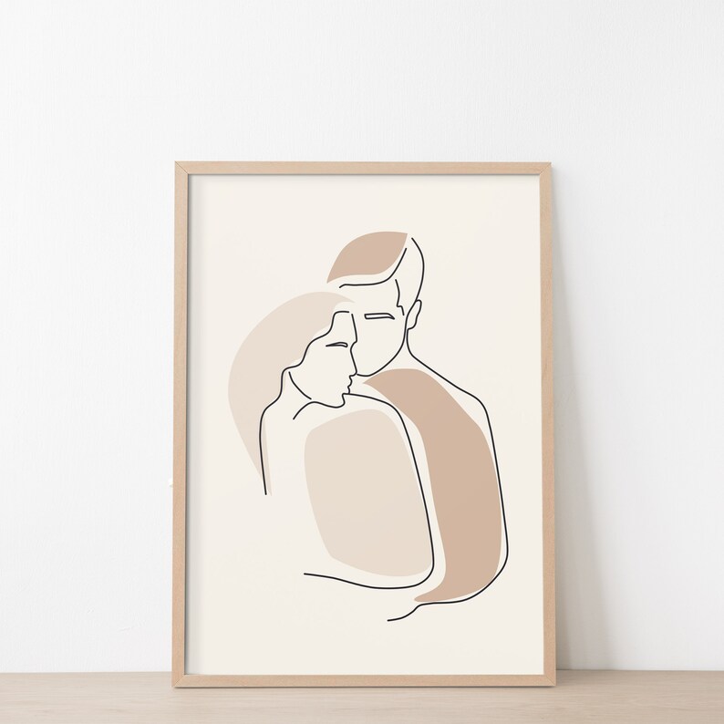 Minimalist Love Art Couple Line Art Abstract Shapes Print | Etsy