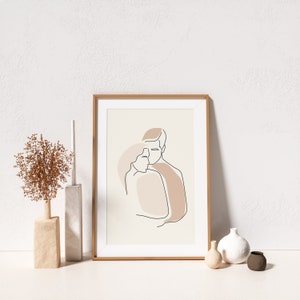 Minimalist Love Art, Couple Line Art, Abstract Shapes Print, Above Bed ...