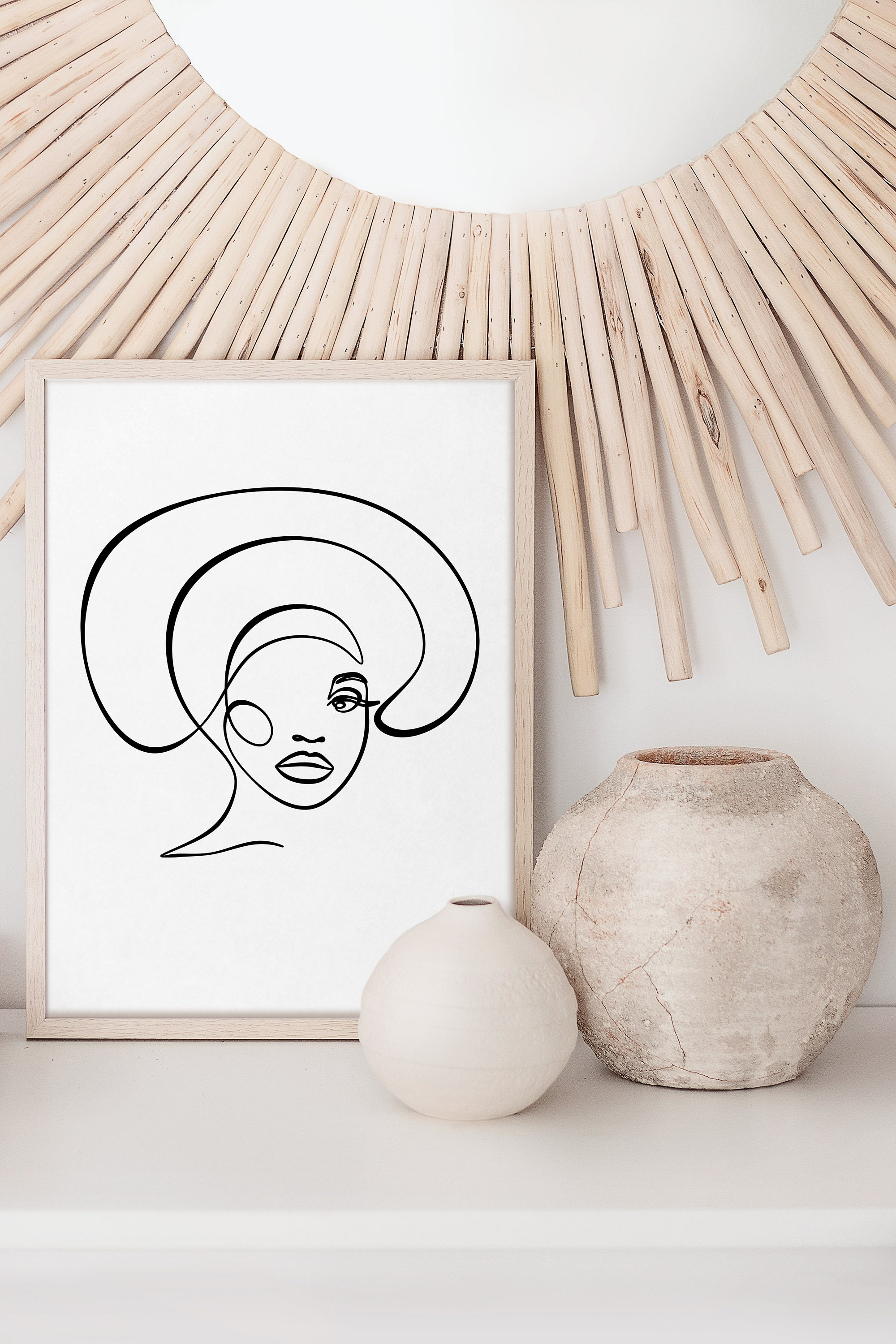 Black Woman Line Art Print African American Wall Art - Etsy