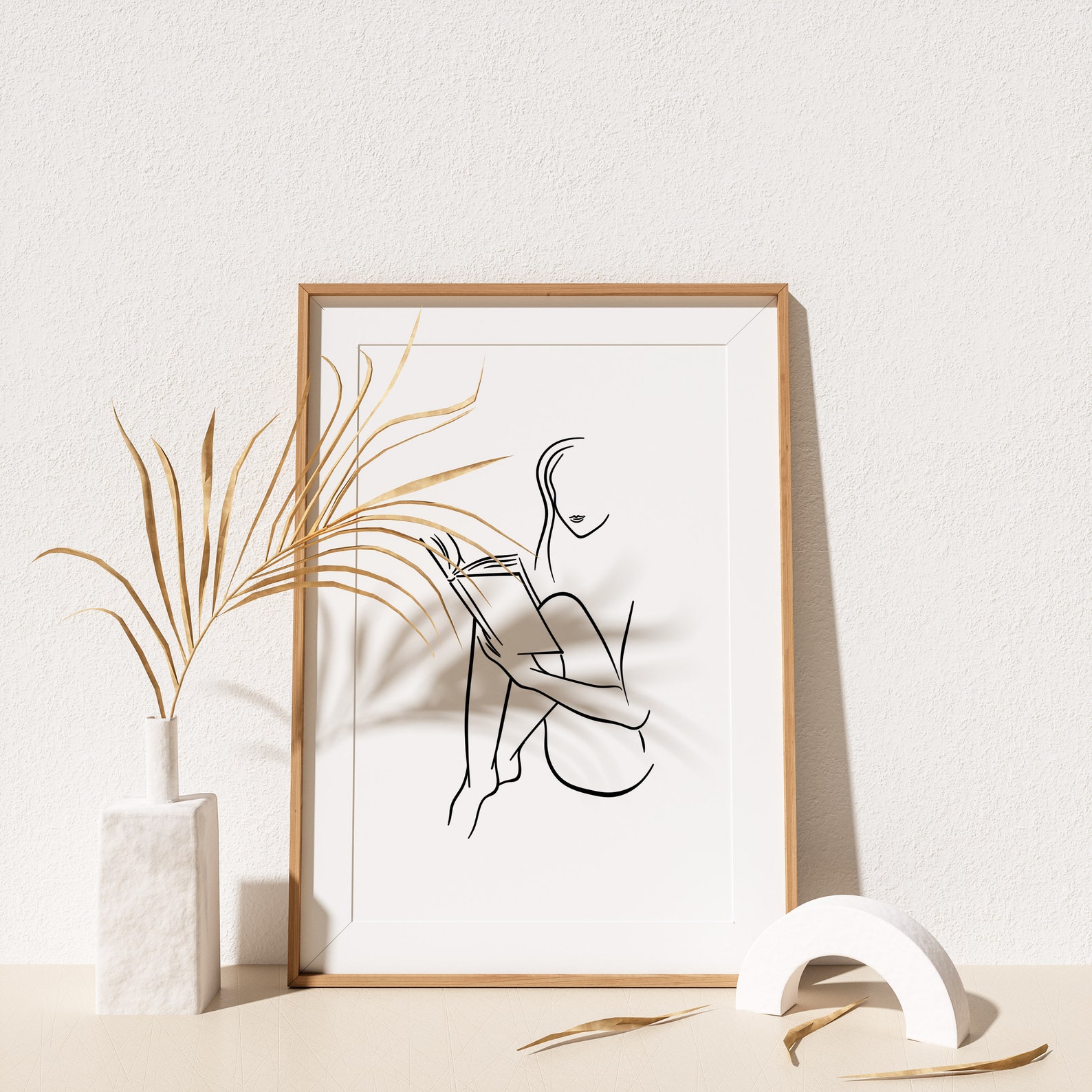 Woman Reading Line Art Print Reading A Book Drawing Female - Etsy