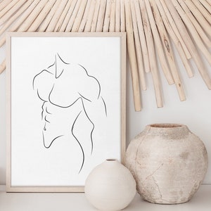 Male Body Print, Abstract Man Art Poster, Minimalist Male Figure Wall ...