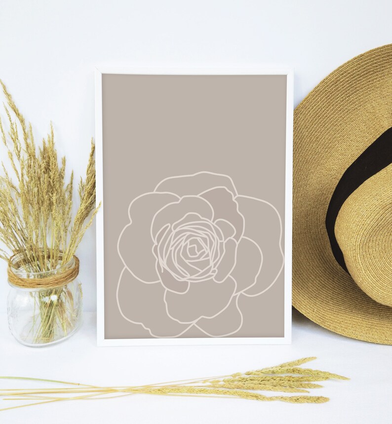 Rose Line Art Flower Line Drawing Modern Botanical Wall Art | Etsy