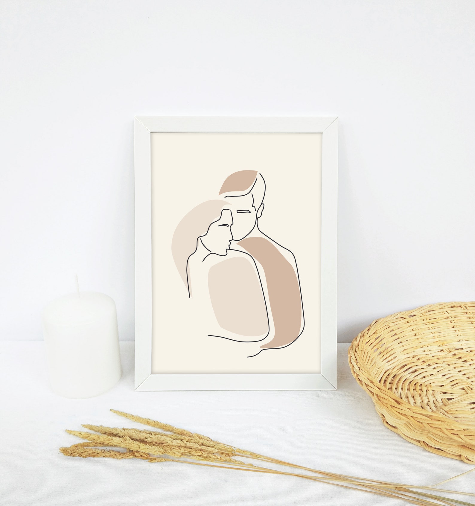 Minimalist Love Art Couple Line Art Abstract Shapes Print Etsy