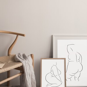 Curvy Woman Line Art Set of 2, Body Positive Wall Art Set of Two, Plus ...