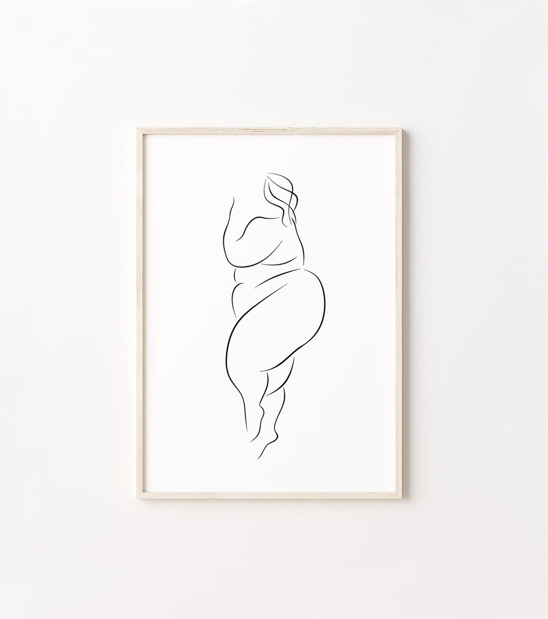 Curvy Woman Print, Body Positive Line Drawing, Thick Woman Wall Art ...