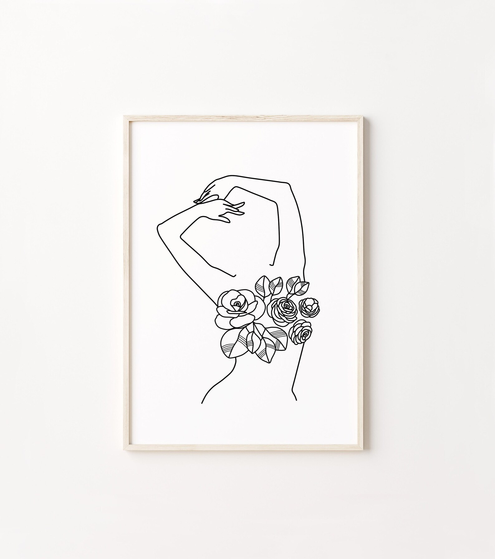 Flower Woman Line Art Floral Body Print Feminine Wall Art - Etsy