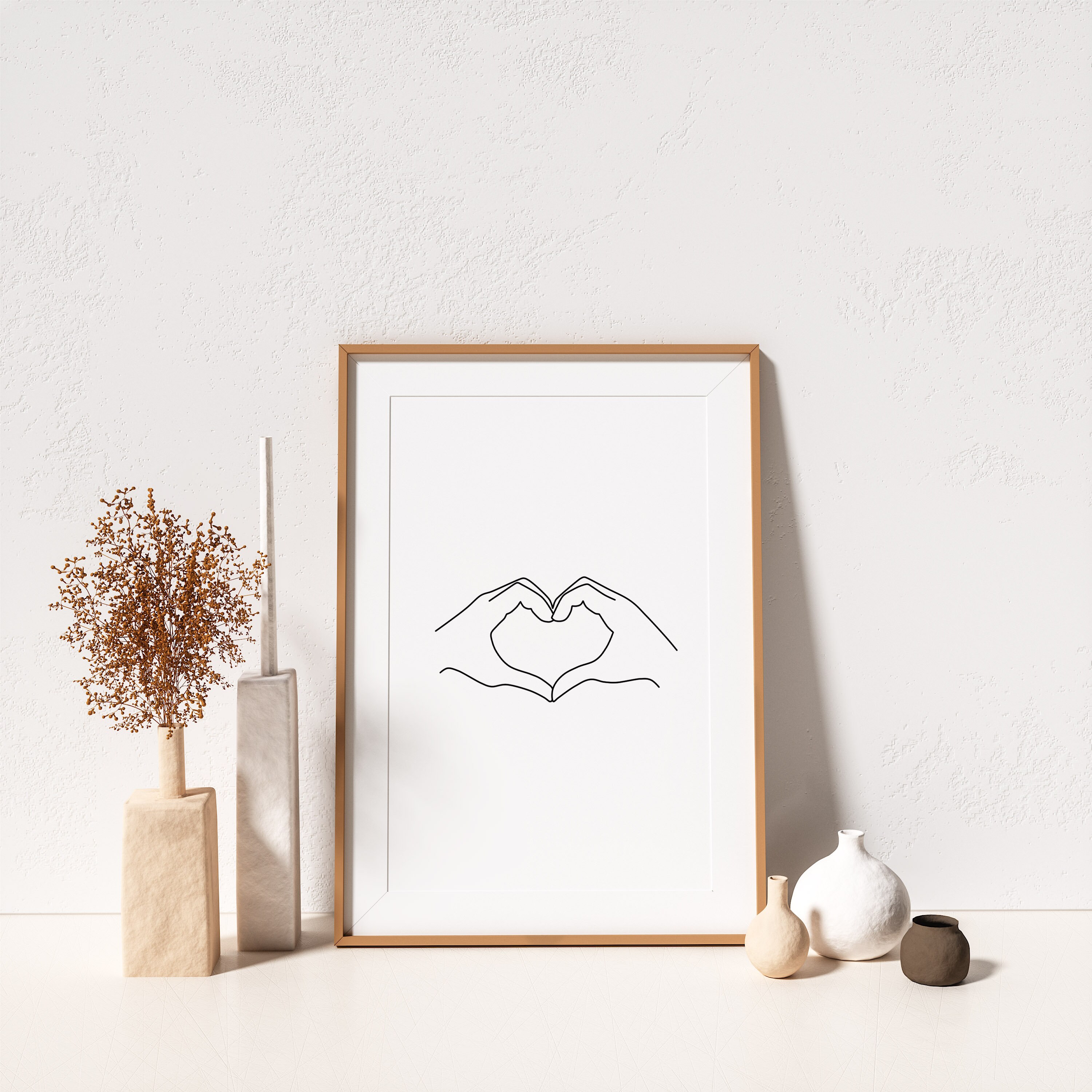 Hands Art Print Heart Hands Print Lovers Hands Drawing Line - Etsy