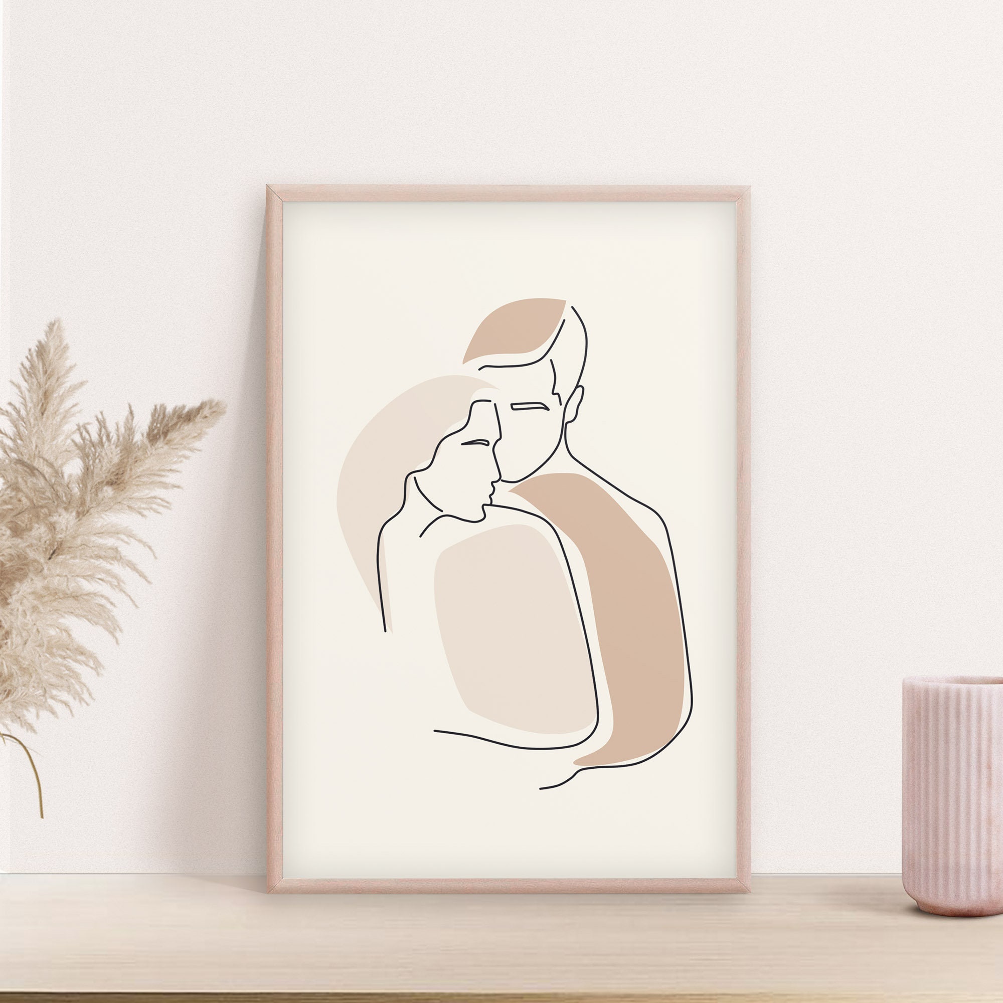 Minimalist Love Art Couple Line Art Abstract Shapes Print | Etsy