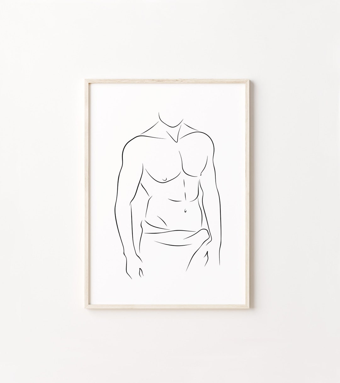 Man in Towel Print, Male Body Line Art, Abstract Man Poster, Male ...