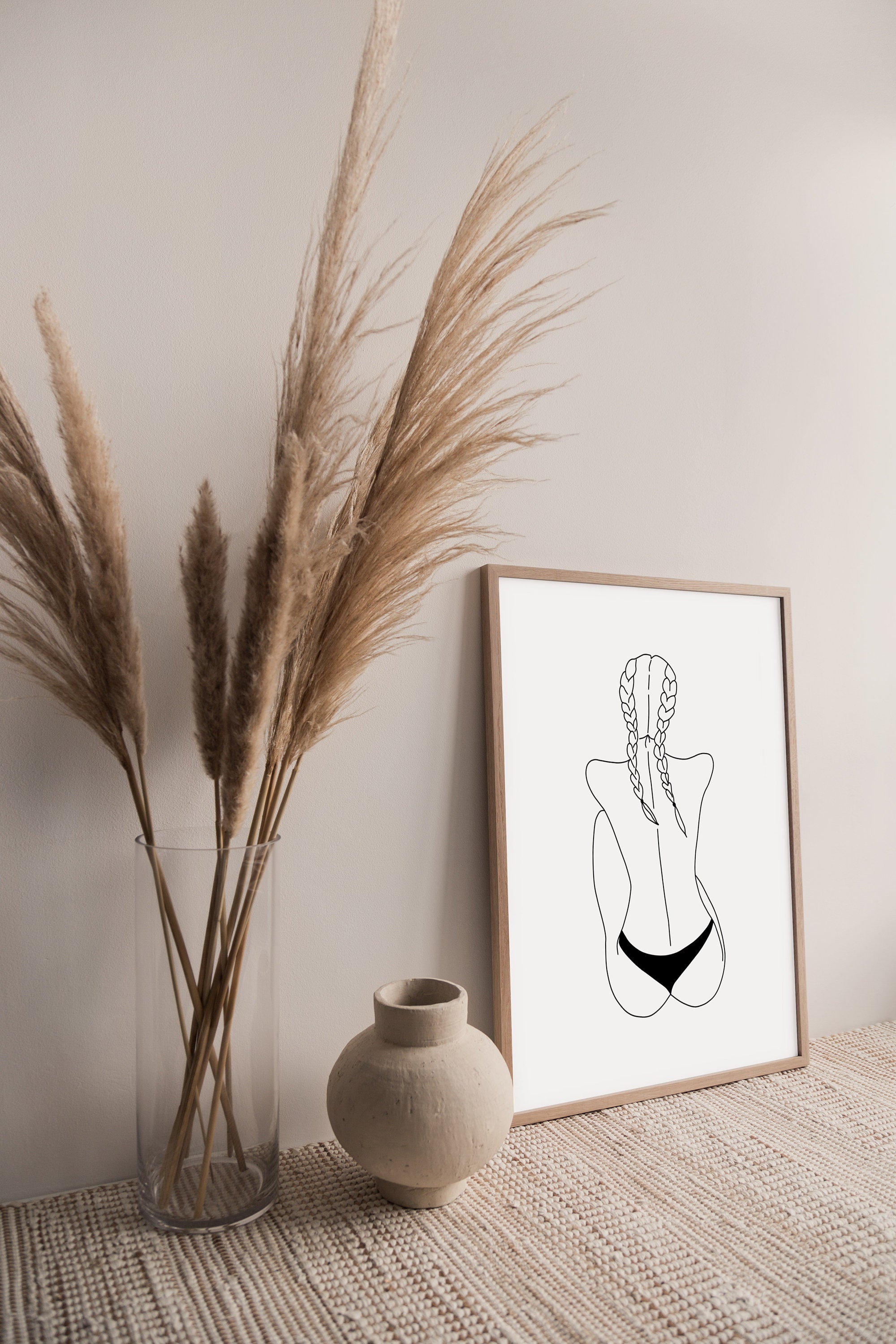 Woman Back Line Art Abstract Female Print Minimal Figure | Etsy