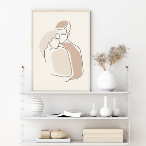 Minimalist Love Art Couple Line Art Abstract Shapes Print | Etsy