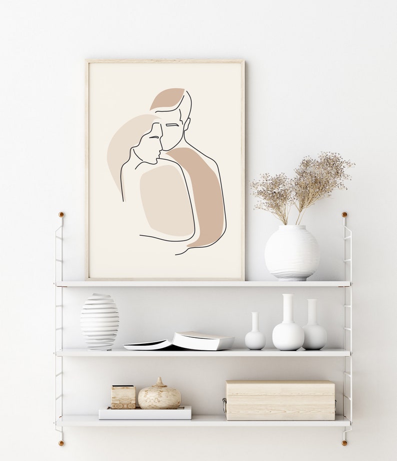 Minimalist Love Art Couple Line Art Abstract Shapes Print | Etsy