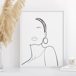 Face Line Drawing Lips Print Wall Art Minimalist Woman | Etsy