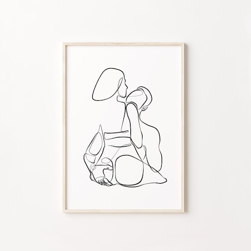 Abstract Couple Line Art Romantic Poster Couple One Line Art Etsy