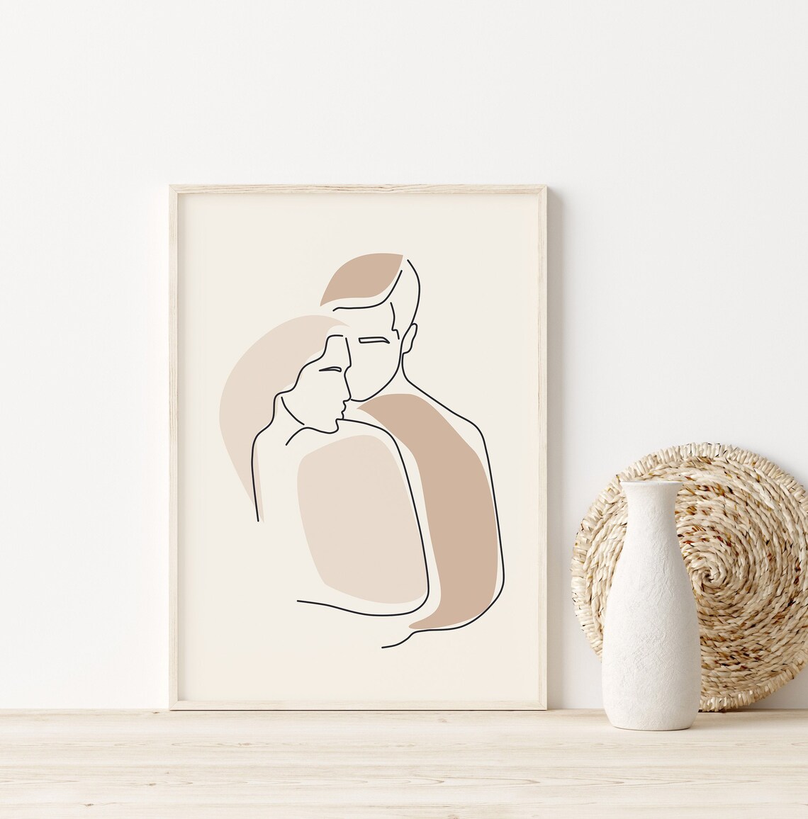 Minimalist Love Art Couple Line Art Abstract Shapes Print | Etsy