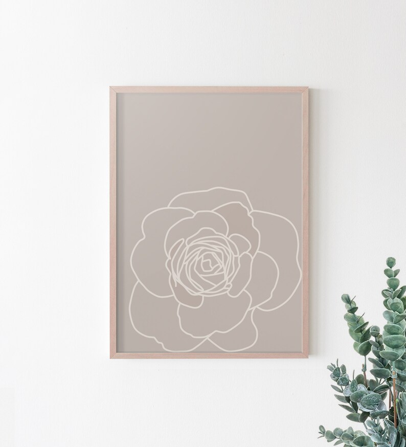 Rose Line Art Flower Line Drawing Modern Botanical Wall Art | Etsy