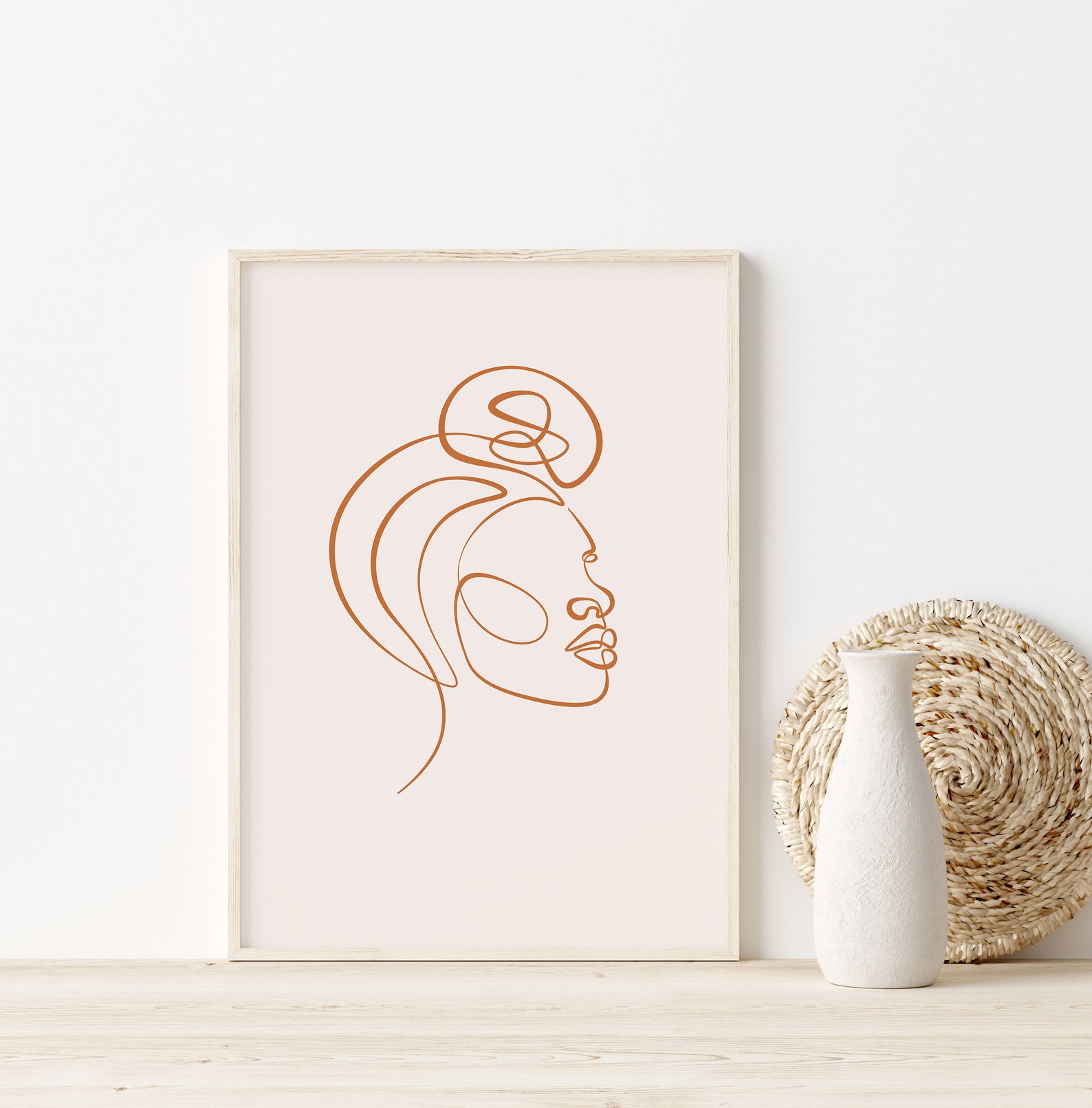 African American Line Art, Black Woman in Turban Poster, One Line ...