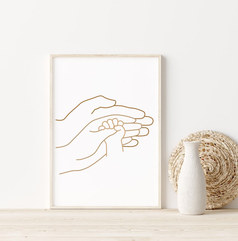 Family Hand Print, Holding Hands Art, Baby Art, Birth Wall Art, Nursery ...