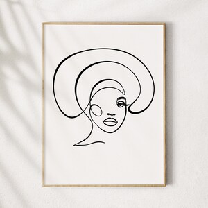 Black Woman Line Art Print African American Wall Art - Etsy