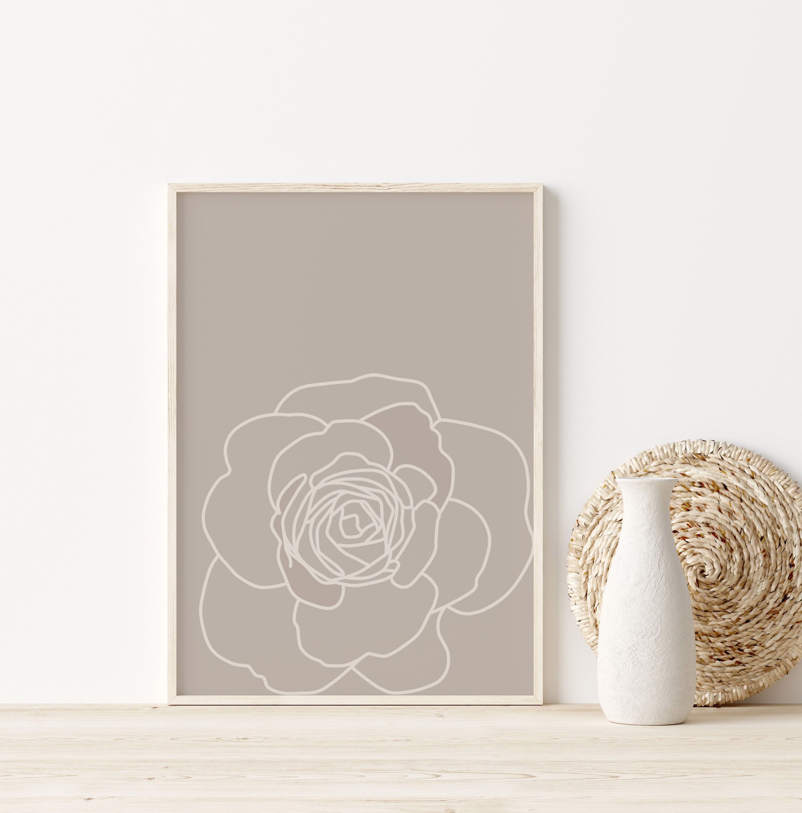 Rose Line Art Flower Line Drawing Modern Botanical Wall Art | Etsy