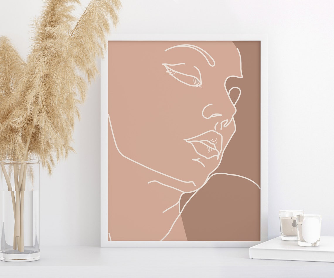 Abstract Female Art Face Line Drawing Woman Figure Print | Etsy
