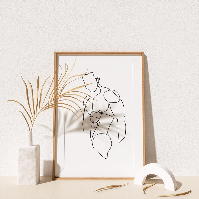 Man One Line Drawing Male Body Line Art Abstract Naked Man | Etsy