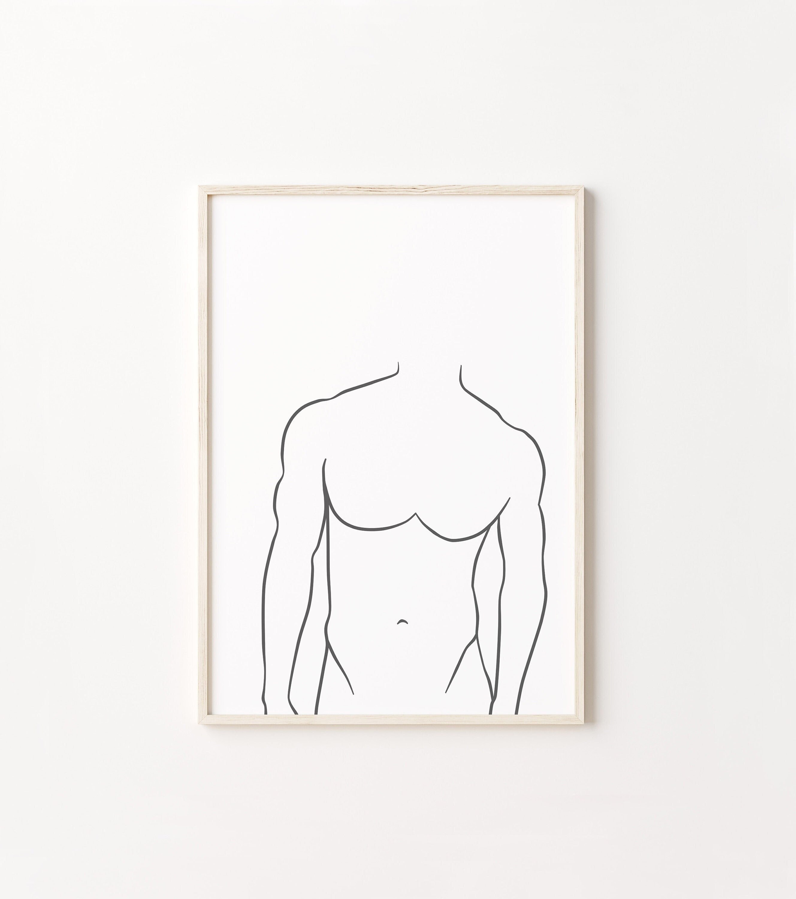 Male Line Art Print Man Body Line Drawing Naked Body Outline - Etsy