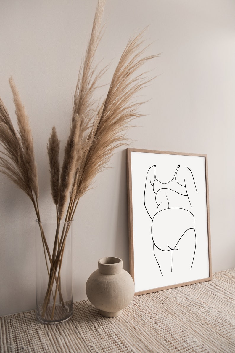 Curvy Woman Line Art Body Positive Print Female Back Line - Etsy
