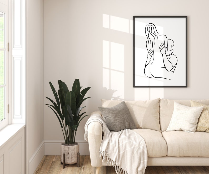 Couple Hug Line Art Print Abstract Love Print Hugging Line - Etsy