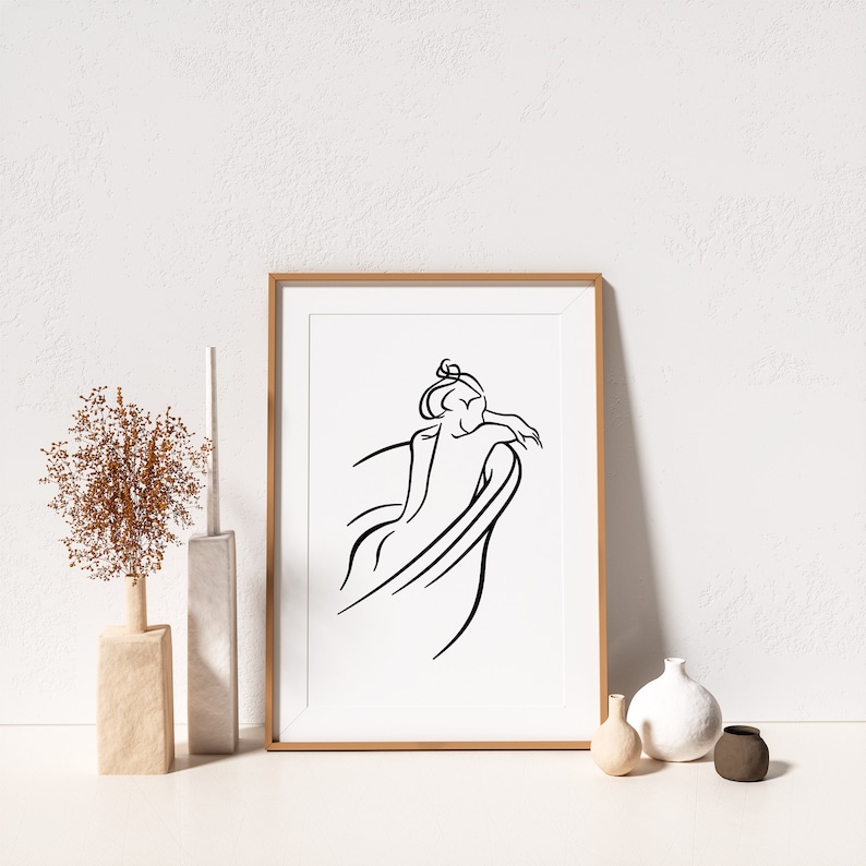 Woman in Bathtub Line Art Print Bathroom Line Drawing Female - Etsy