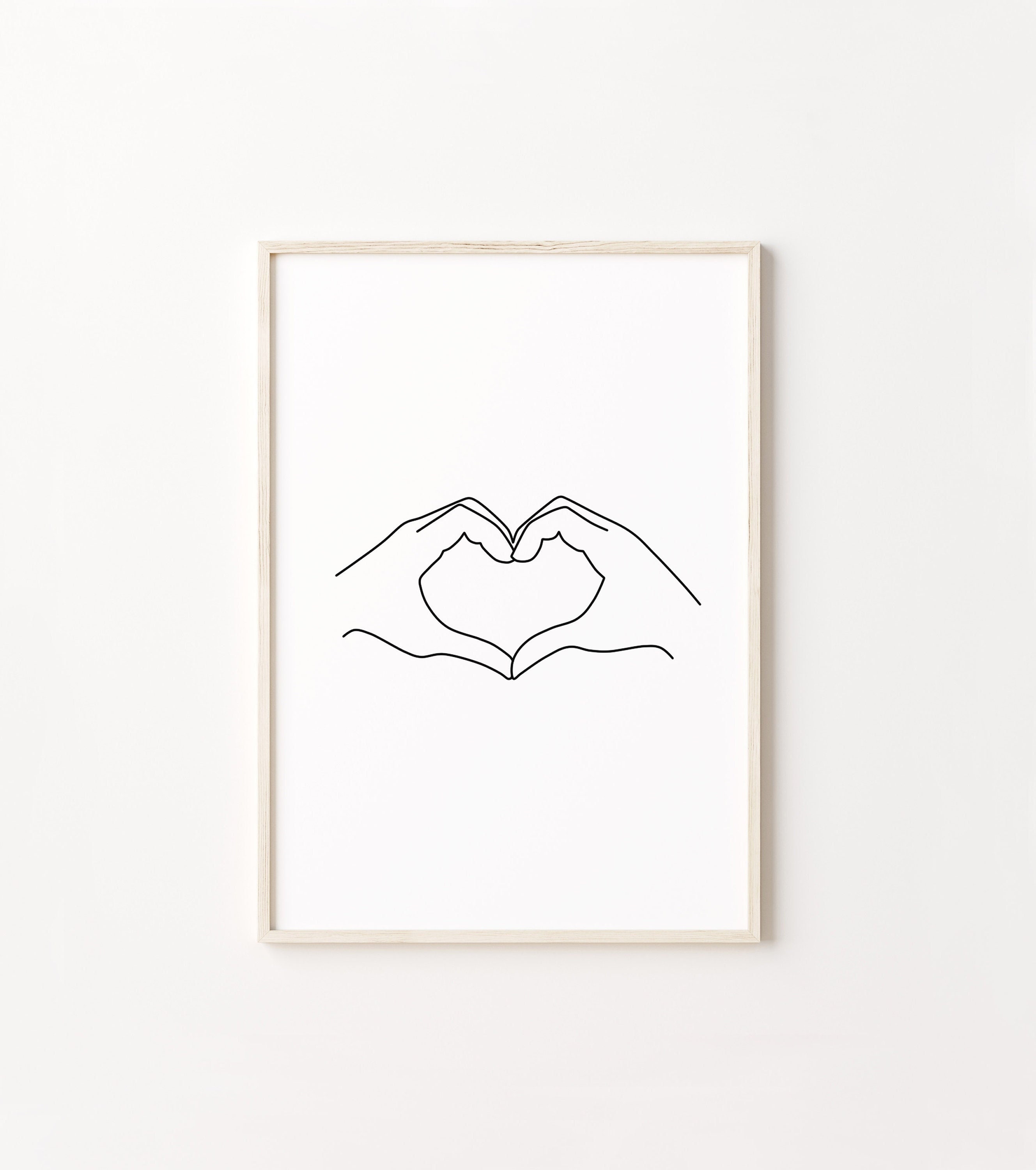 Hands Art Print Heart Hands Print Lovers Hands Drawing Line - Etsy