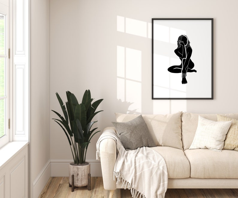 Female Body Outline Wall Art, Minimalist Woman Print, Abstract Figure ...