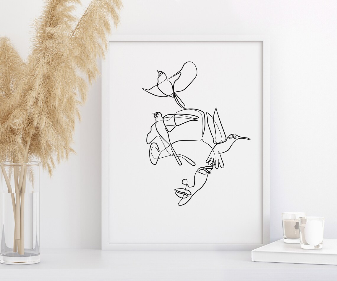 Abstract Face Line Art Print Woman One Line Drawing - Etsy