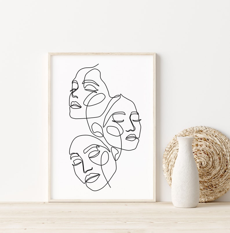 Feminist Art Abstract Face Print One Line Poster Minimalist | Etsy